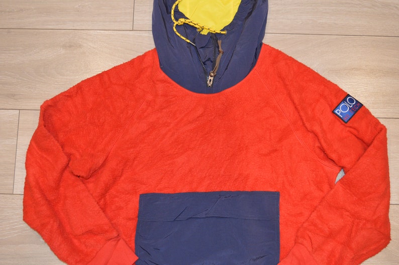Vintage Rare Polo Ralph Lauren Polo Hi-tech Fleece Hoodie - Etsy