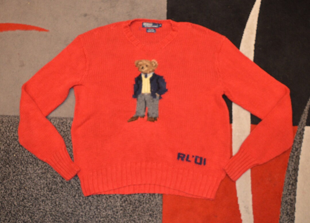 Vintage Polo Ralph Lauren Polo Executive Bear RL 01 Crewneck Handmade ...