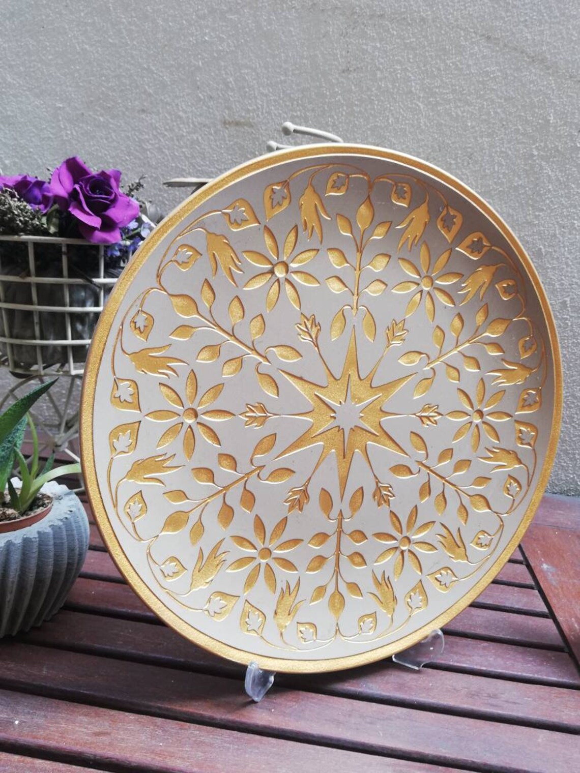 Ceramic Wall Engraved Plate Decorative Plate Gold Wall - Etsy