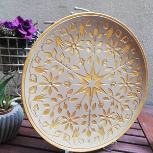 Ceramic Wall Engraved Plate Decorative Plate Gold Wall Plate Wall Art ...