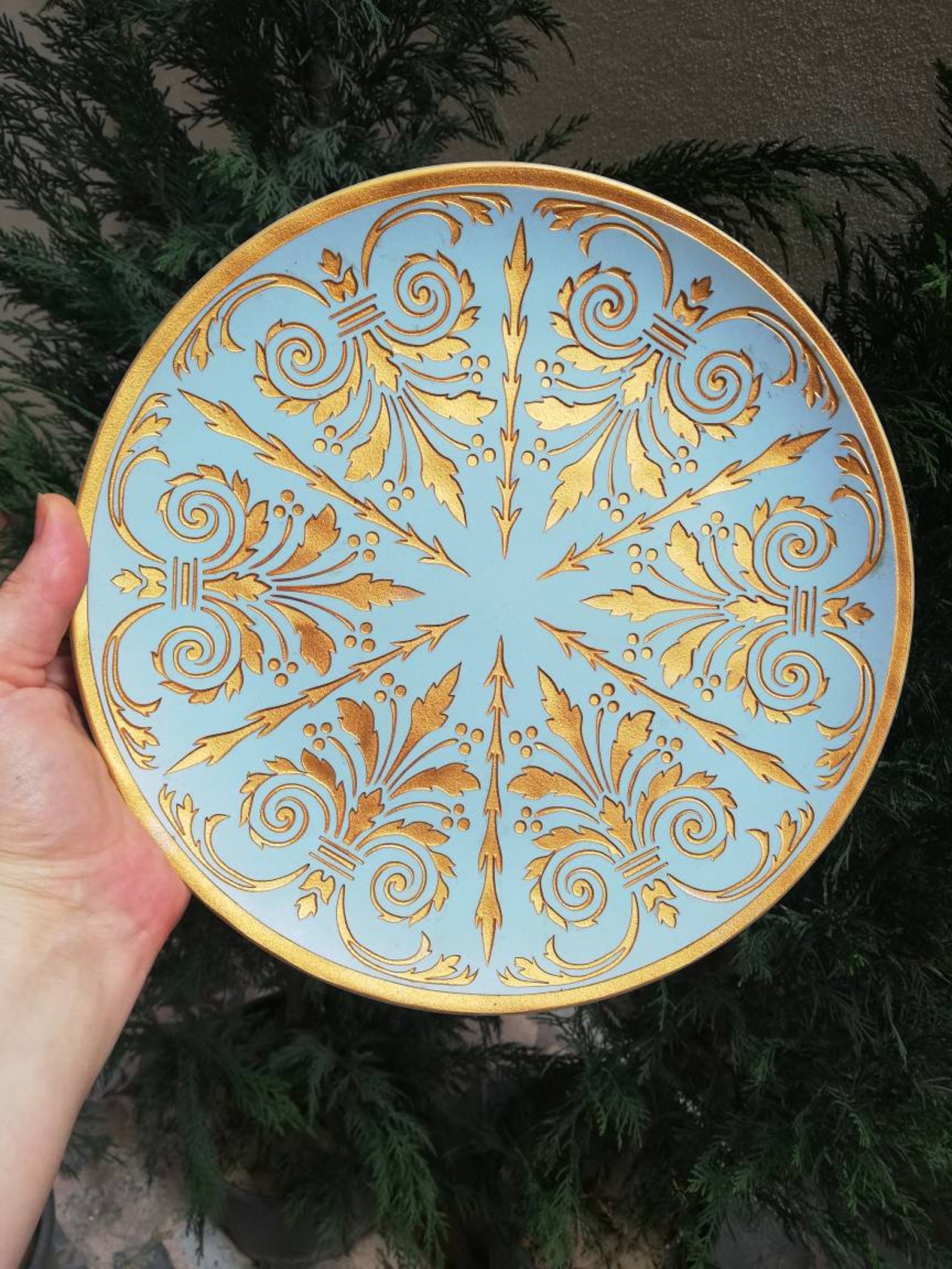 Ceramic Wall Engraved Plate Decorative Plate Gold Wall | Etsy