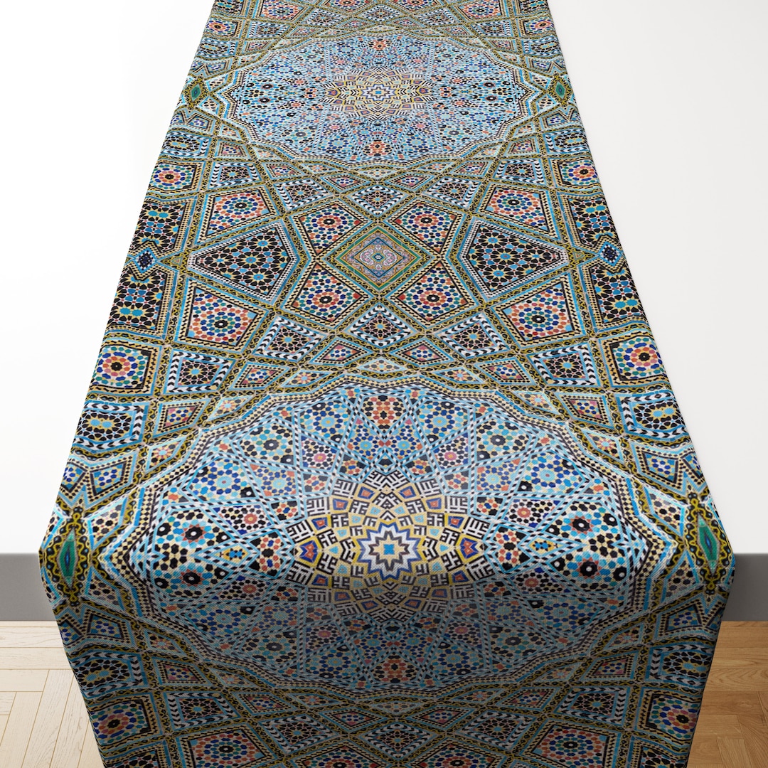 Islamic Table Runner-mubarak Ramadan Karem Table Runner, Mosaic Fabric ...