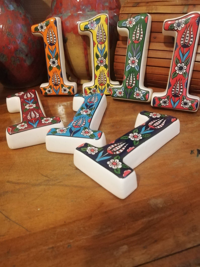 Colorful Door Numbers Handmade Ceramic Floral House Numbers | Etsy