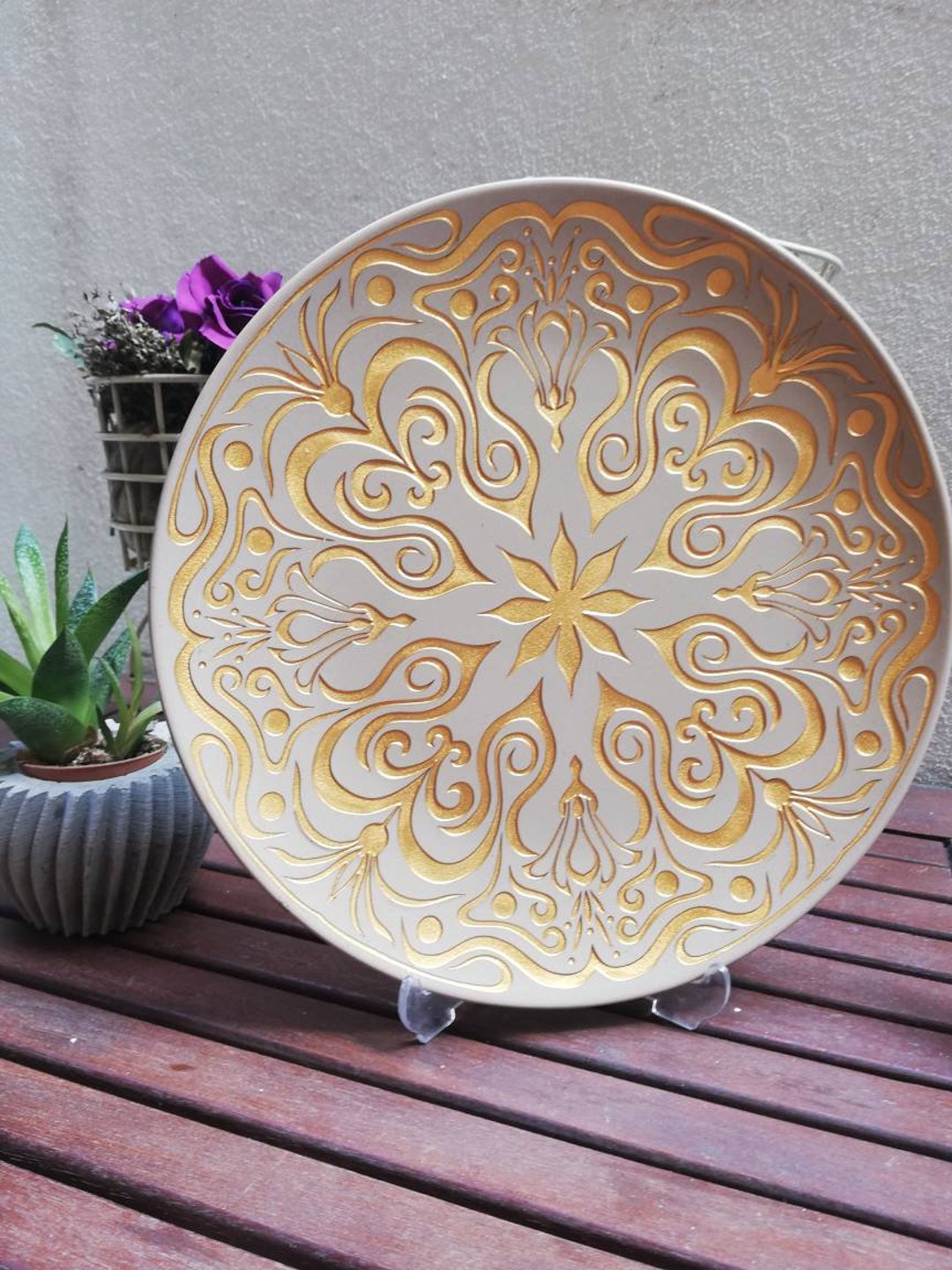 Ceramic Wall Engraved Plate | Decorative Plate | Gold Wall Plate | Wall ...