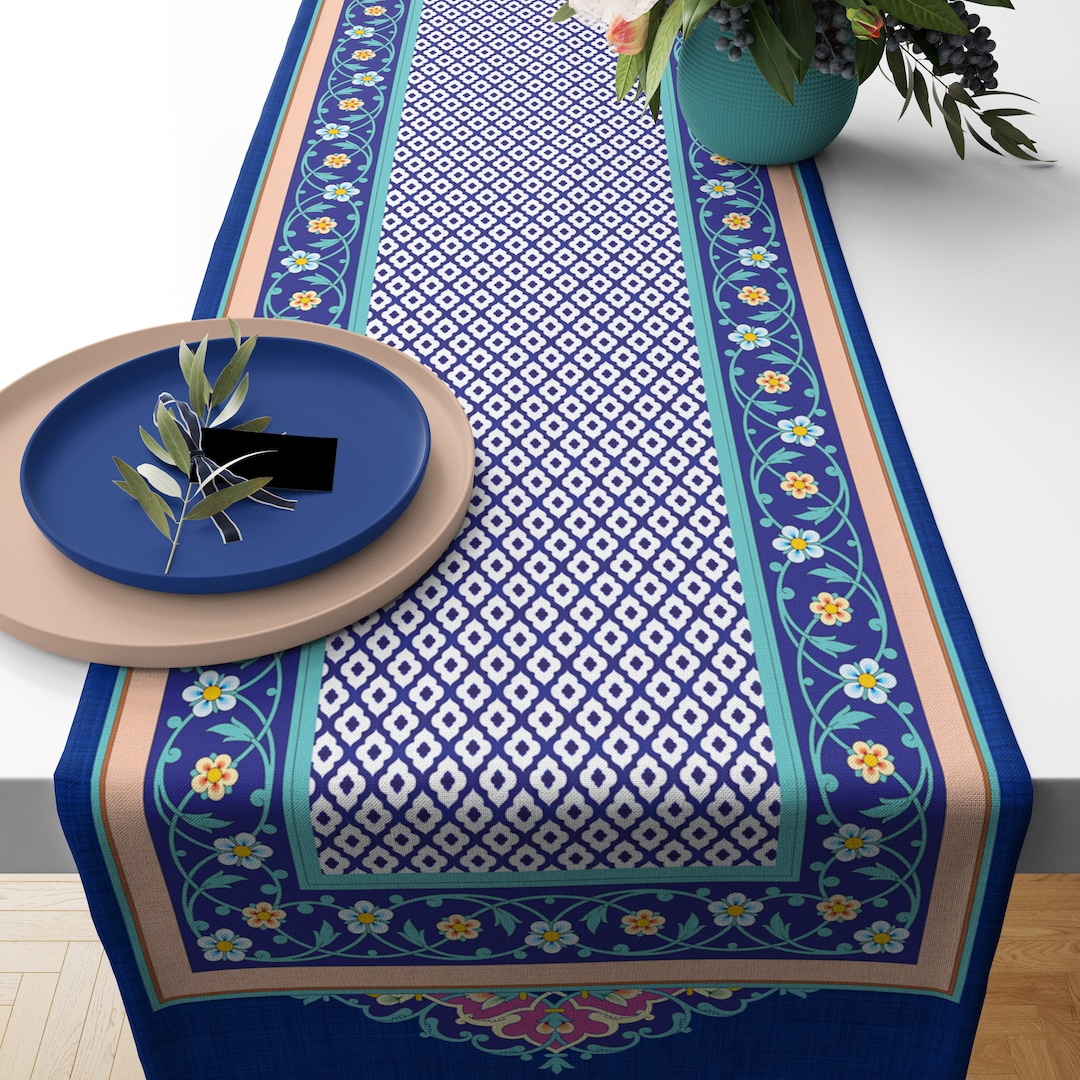 Islamic Table Runner-mubarak Ramadan Karem Table Runner, Mosaic Fabric ...