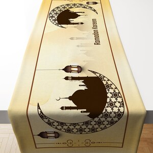 Islamic Table Runner-mubarak Ramadan Karem Tablerunner, Cream and Brown ...