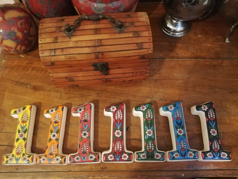 Colorful Door Numbers Handmade Ceramic Floral House Numbers | Etsy