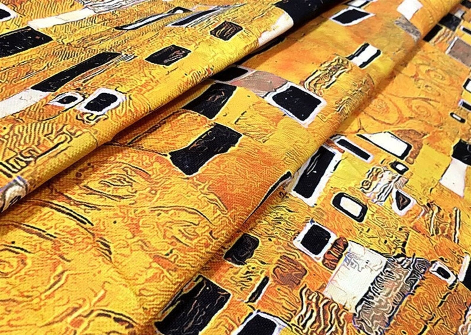 Gustav Klimt Inspired Golden Abstract Digital Printed Honeycomb ...