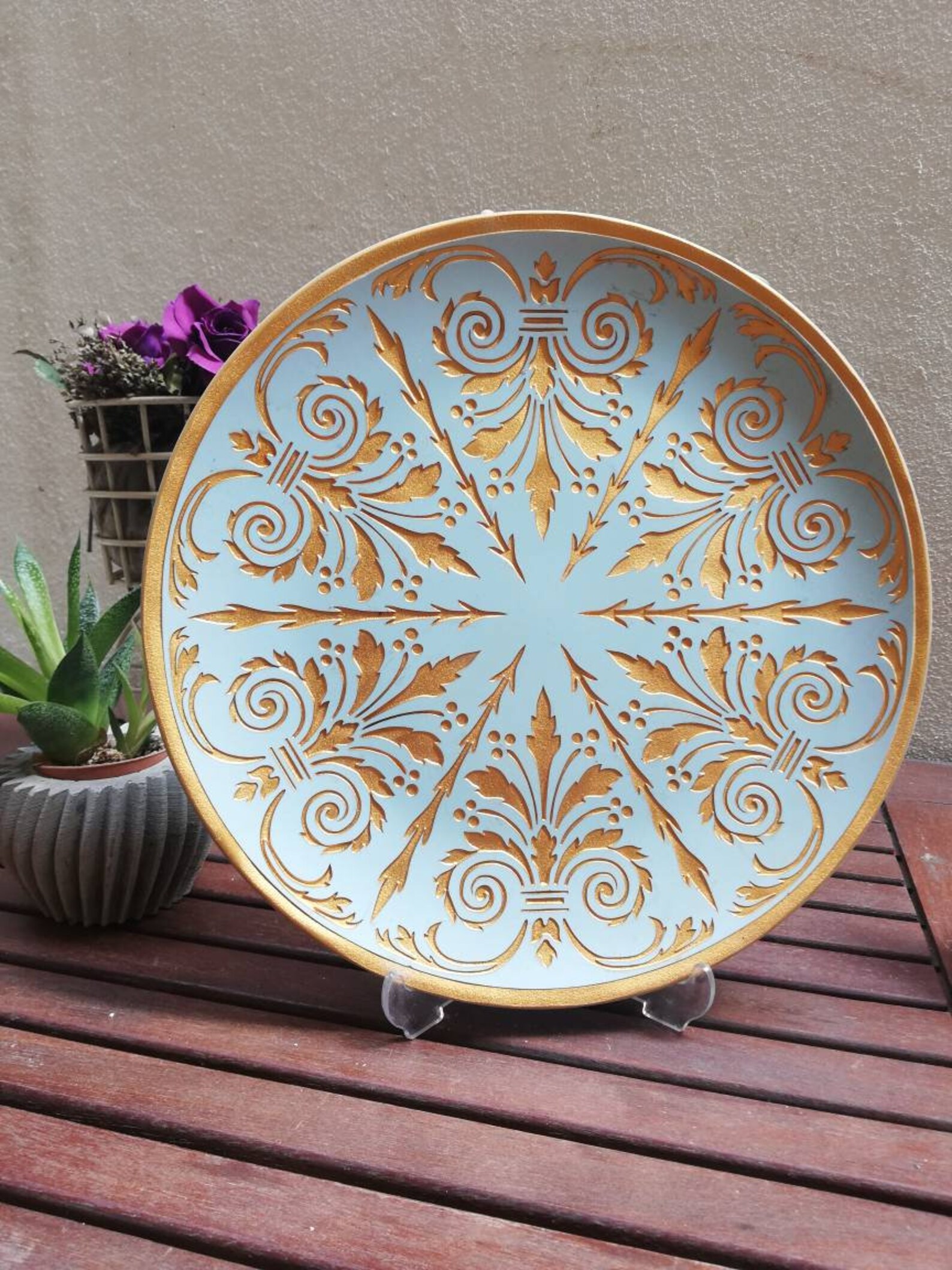 Ceramic Wall Engraved Plate Decorative Plate Gold Wall - Etsy