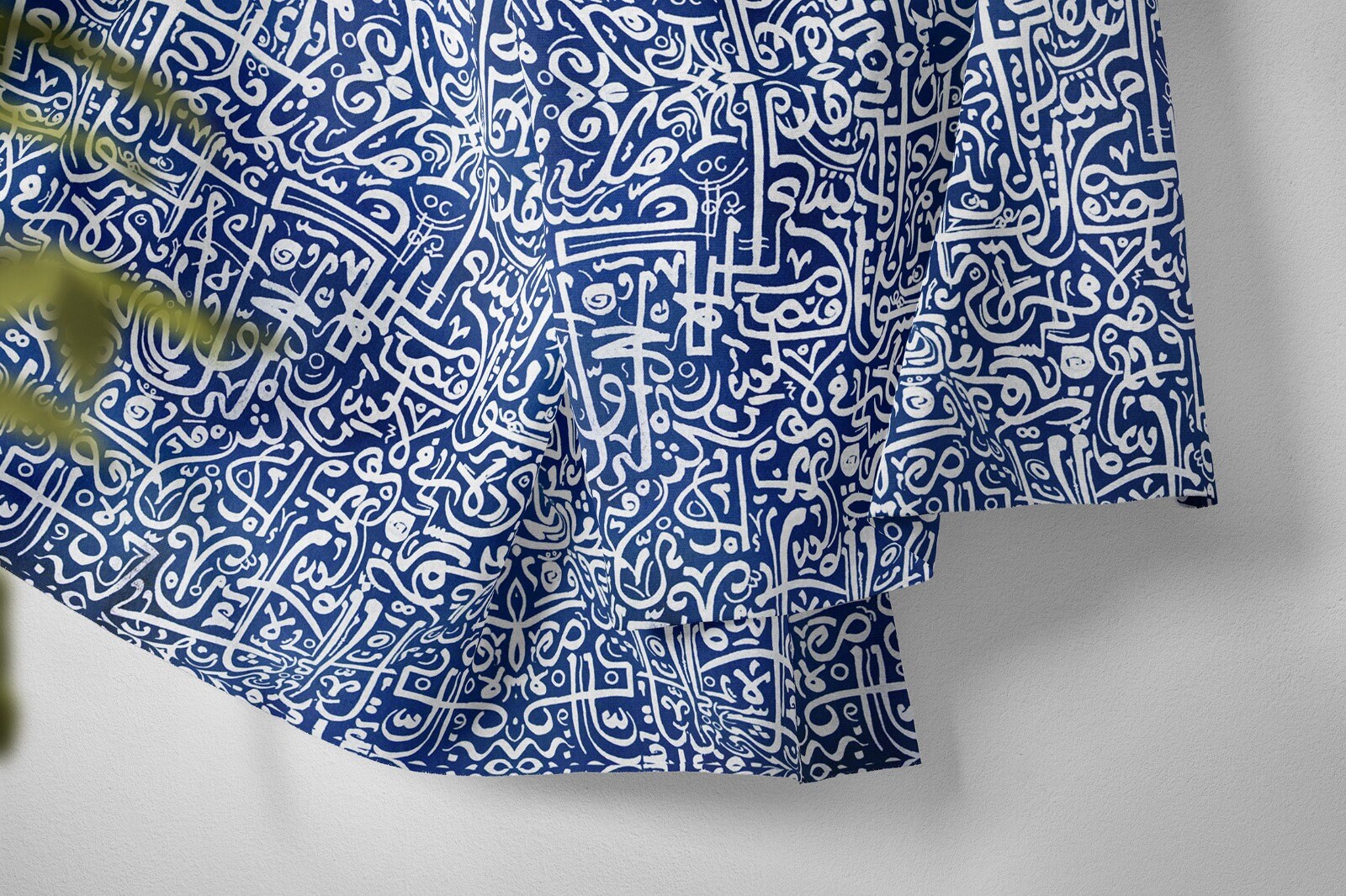 Blue White Arabic Calligraphy Fabric, Digital Print, Islamic Art ...