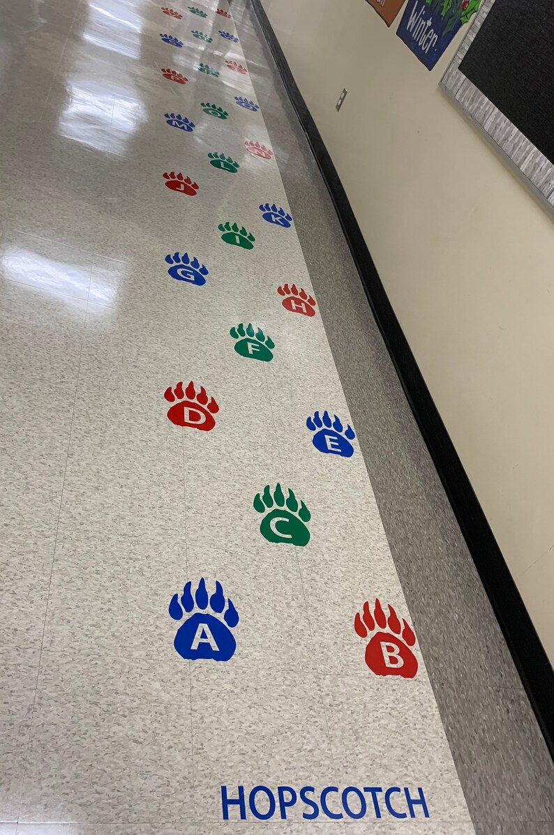 ABC Paw Prints, Sensory Hopscotch Path, Alphabet Print Decor, ABC Decal ...