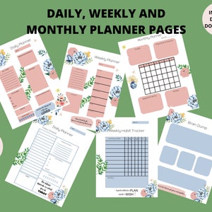 Floral Printable Planner Forms - Colorful Daily, Weekly and Monthly ...