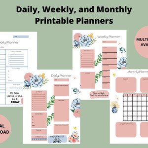 Floral Printable Planner Forms - Colorful Daily, Weekly and Monthly ...