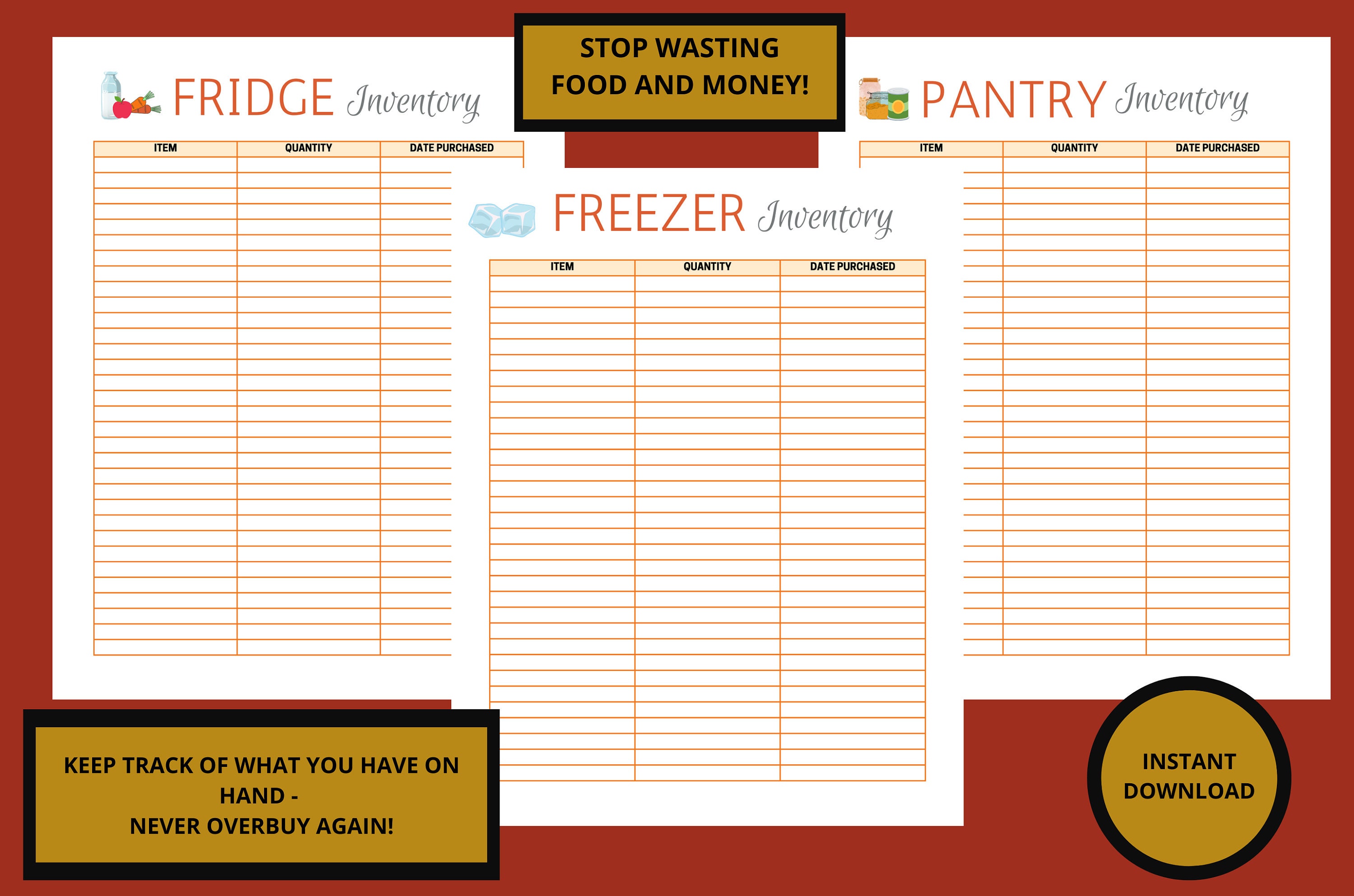 Printable Meal Prep Planner Bundle, Menu Plan, Food Organization ...