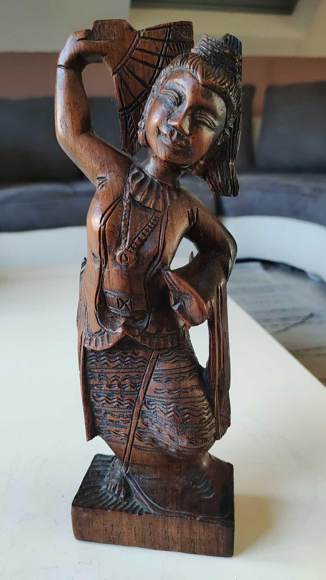 Sculpture/balinese Dancer With Fan, in Hand-carved Coromandel Wood ...