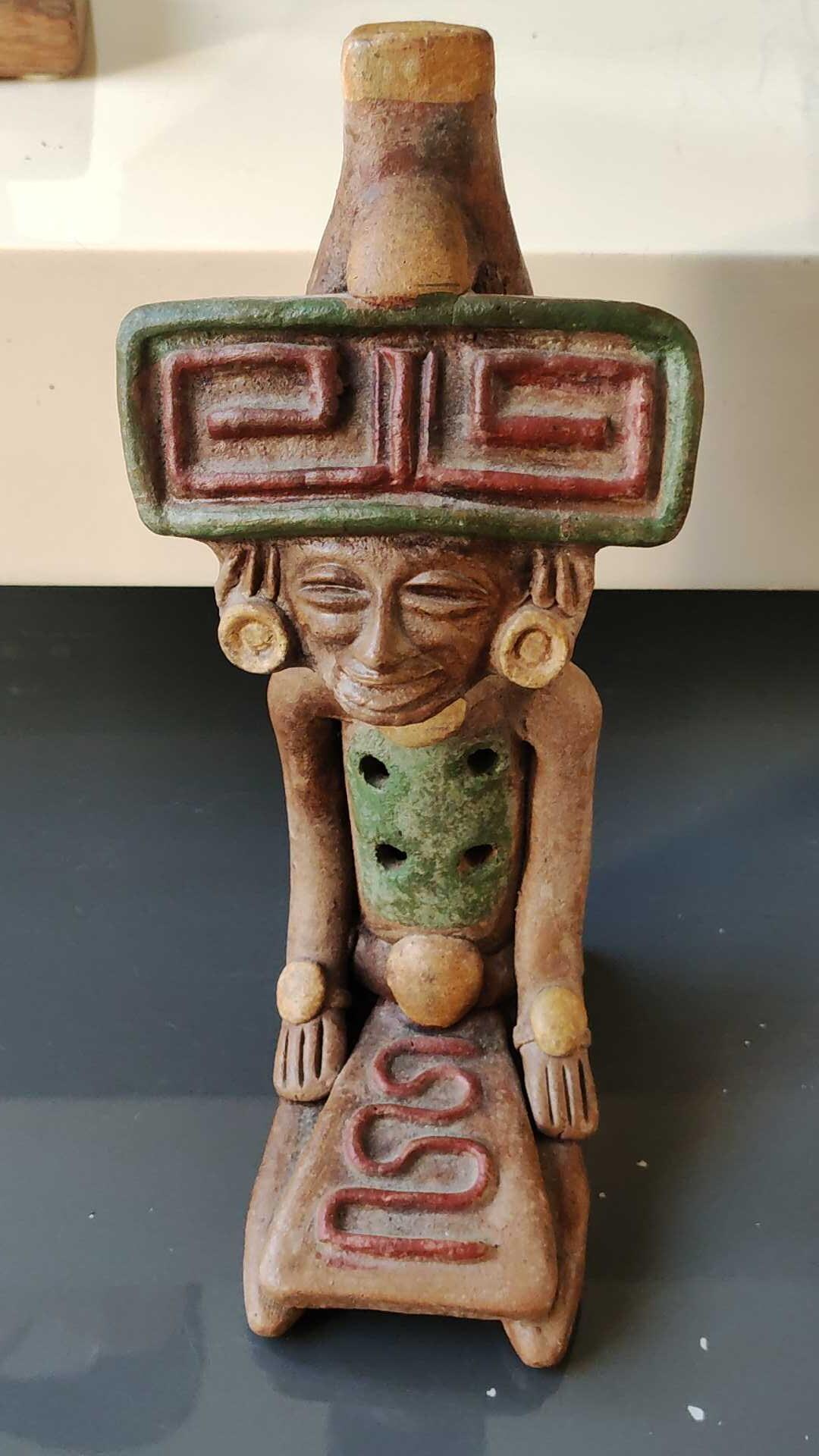 Antique Aztec/mexican Polychrome Tlapitzalli Terracotta Figurine/flute ...