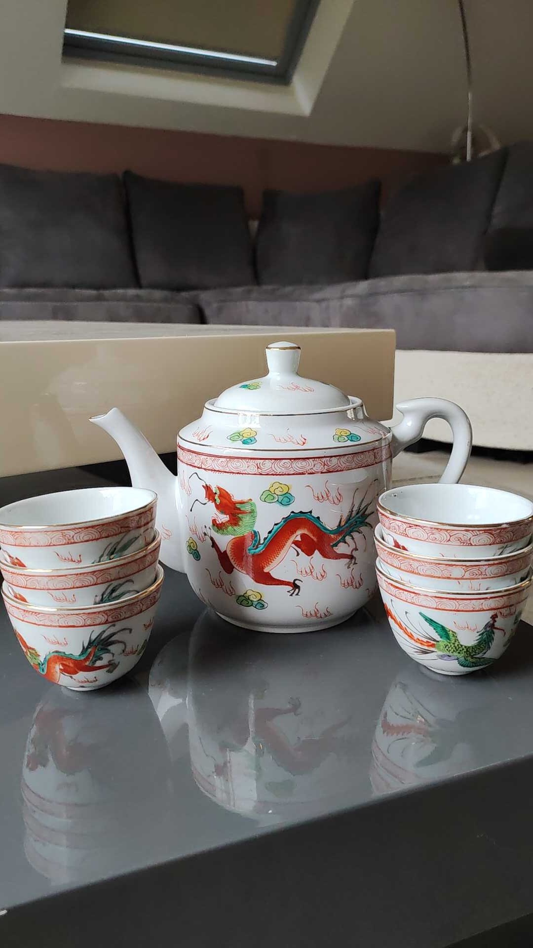 Fine Chinese Porcelain Tea Set/1 Teapot+6 Cups. Traditional Chinese ...
