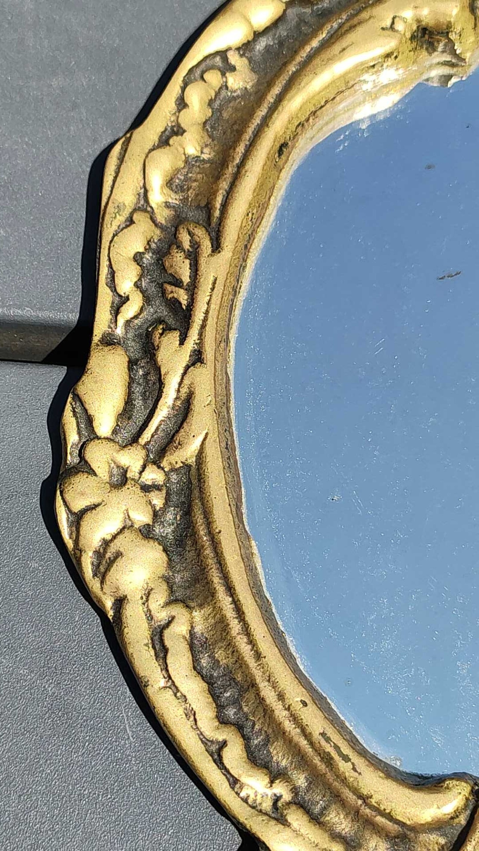 Rocaille/baroque Style Oval Hand Mirror. Rinceaux Patterns. in Bronze ...