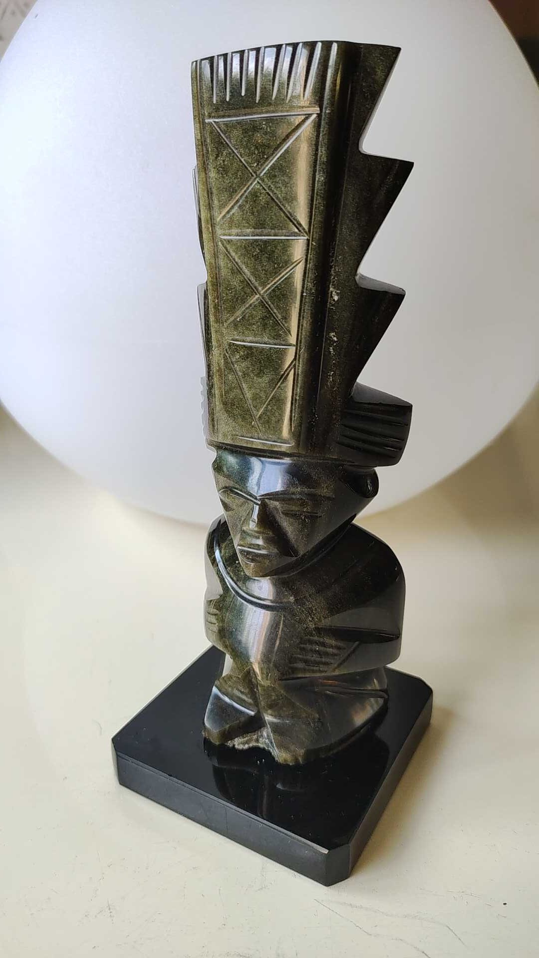 Mayan/aztec Statuette/totem, in Obsidian Stone With Golden Reflections ...