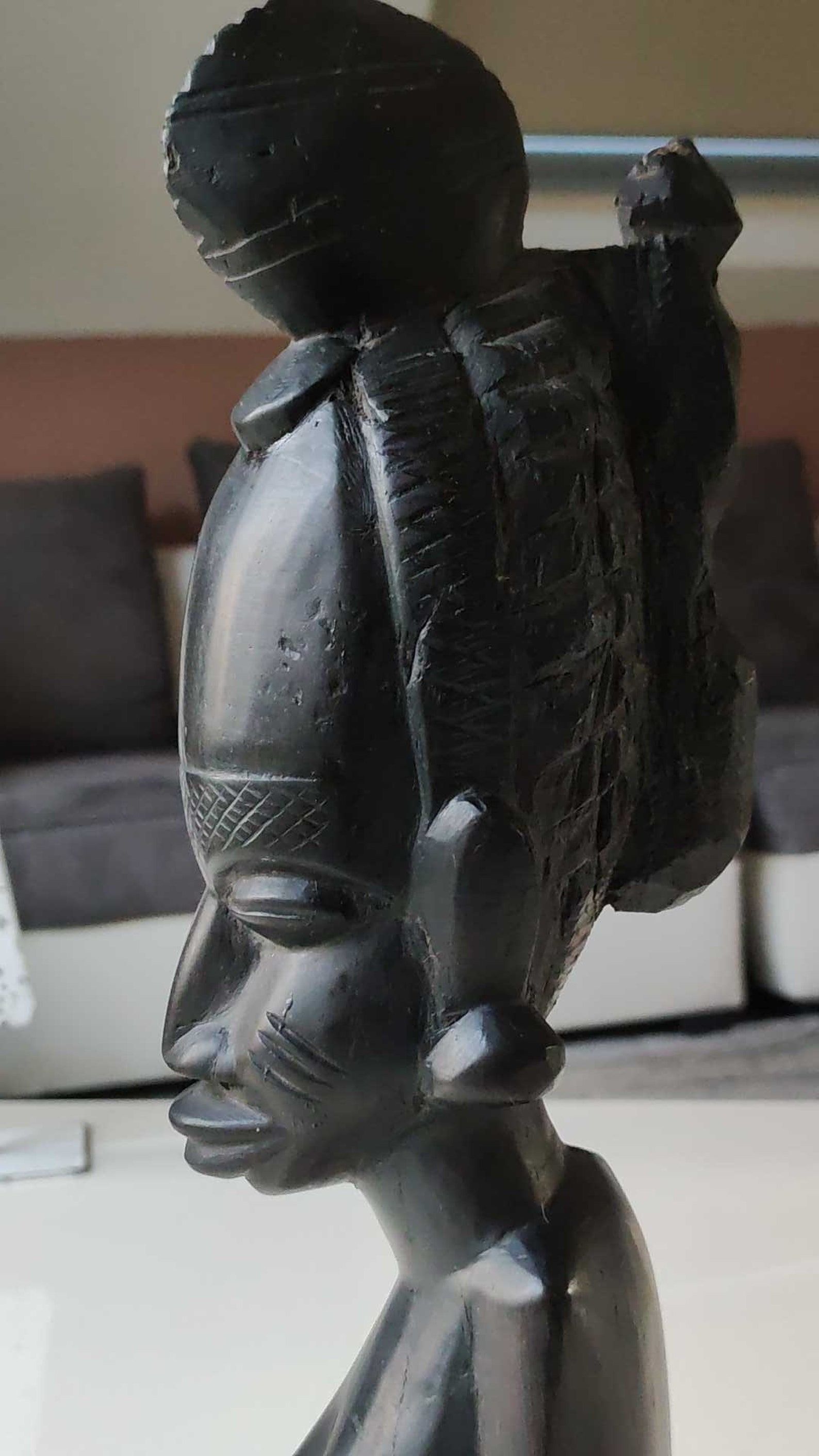 Old Statuette/bust of a Peul/peule Woman From Ivory Coast, in Ebony ...