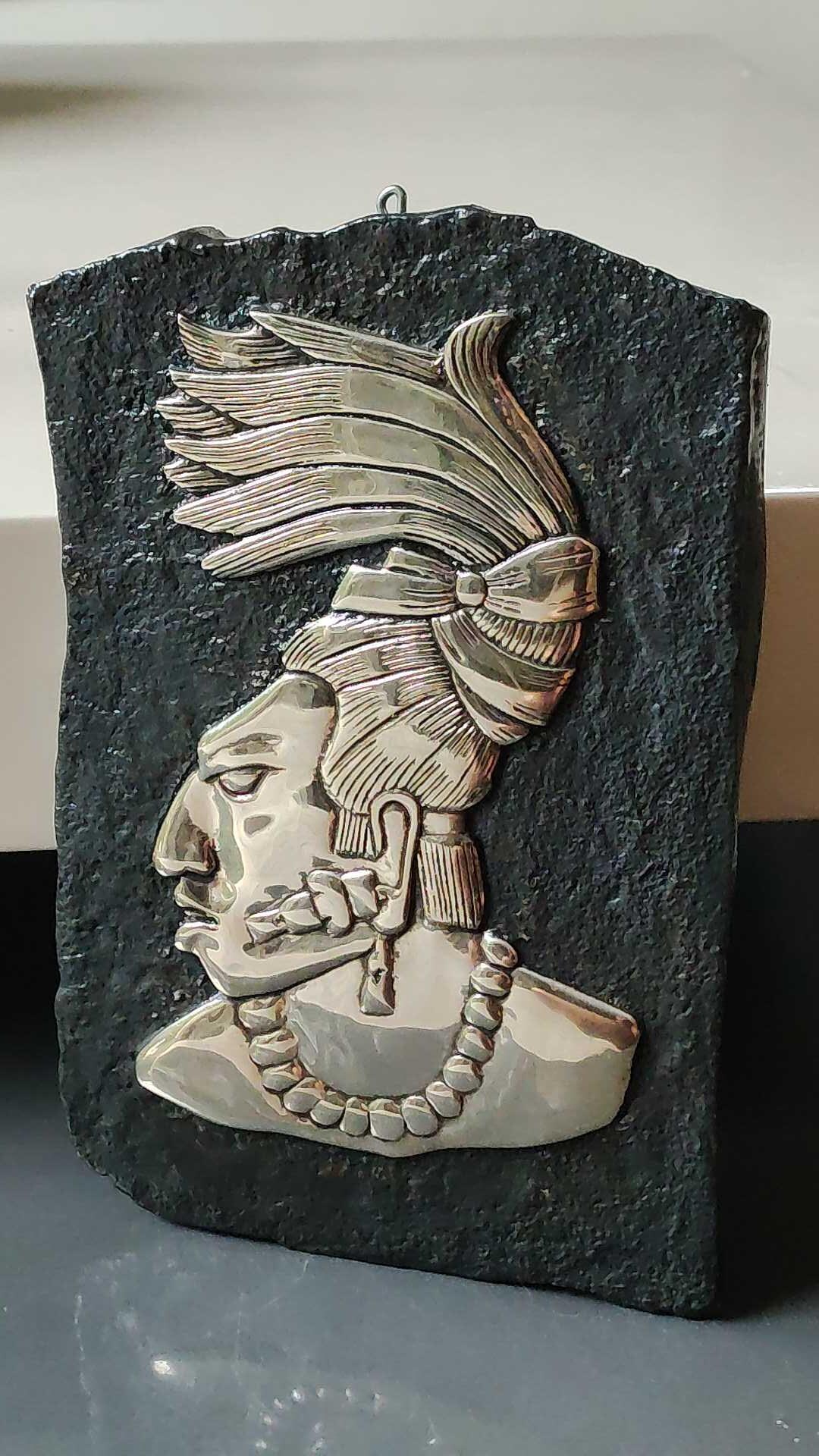 Decorative Wall Plaque/warrior Chief Figurine/aztec/mayan in Silver ...
