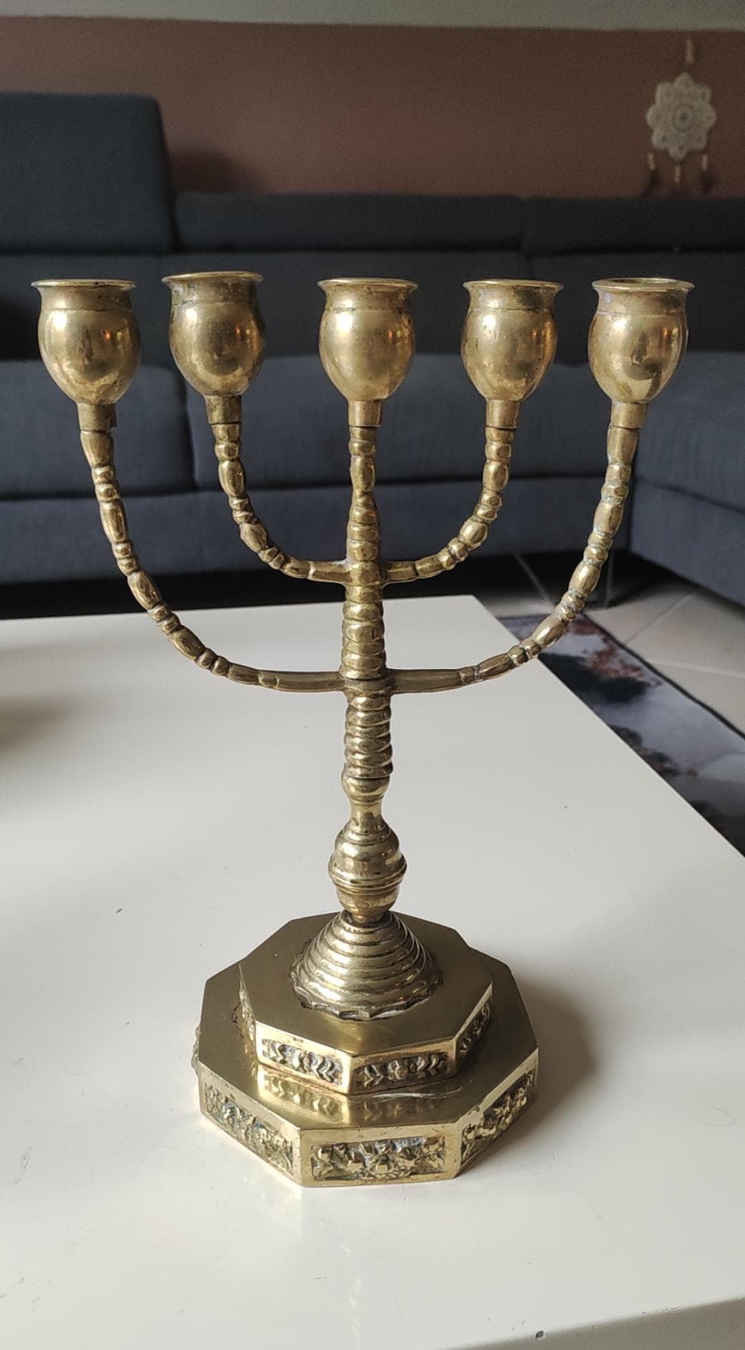 Rare Model *large Jewish/hebrew Menorah/candlestick With 5 Arms of ...