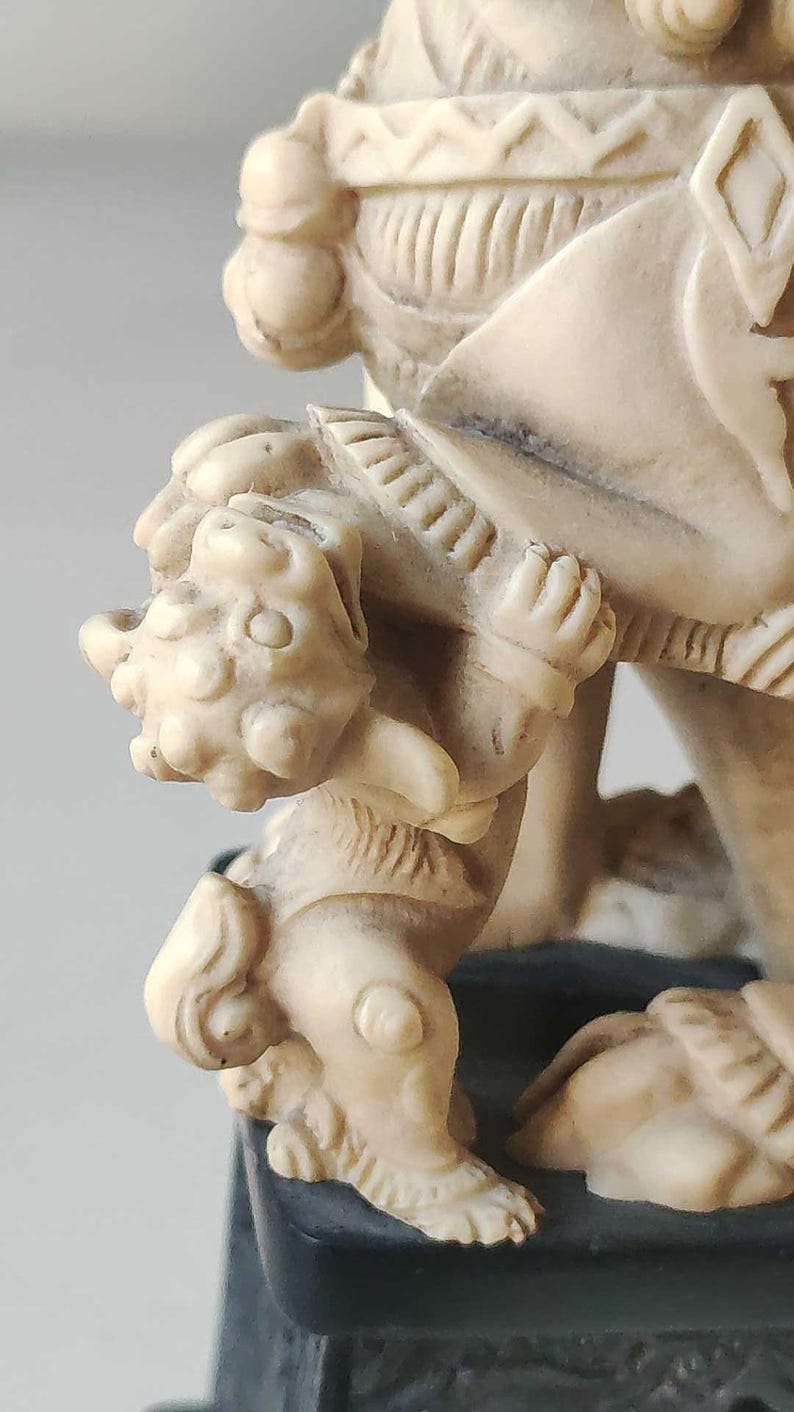 Chinese Imperial Guardian Foo/fu/lion Dog Figurine Seated With His Cub ...
