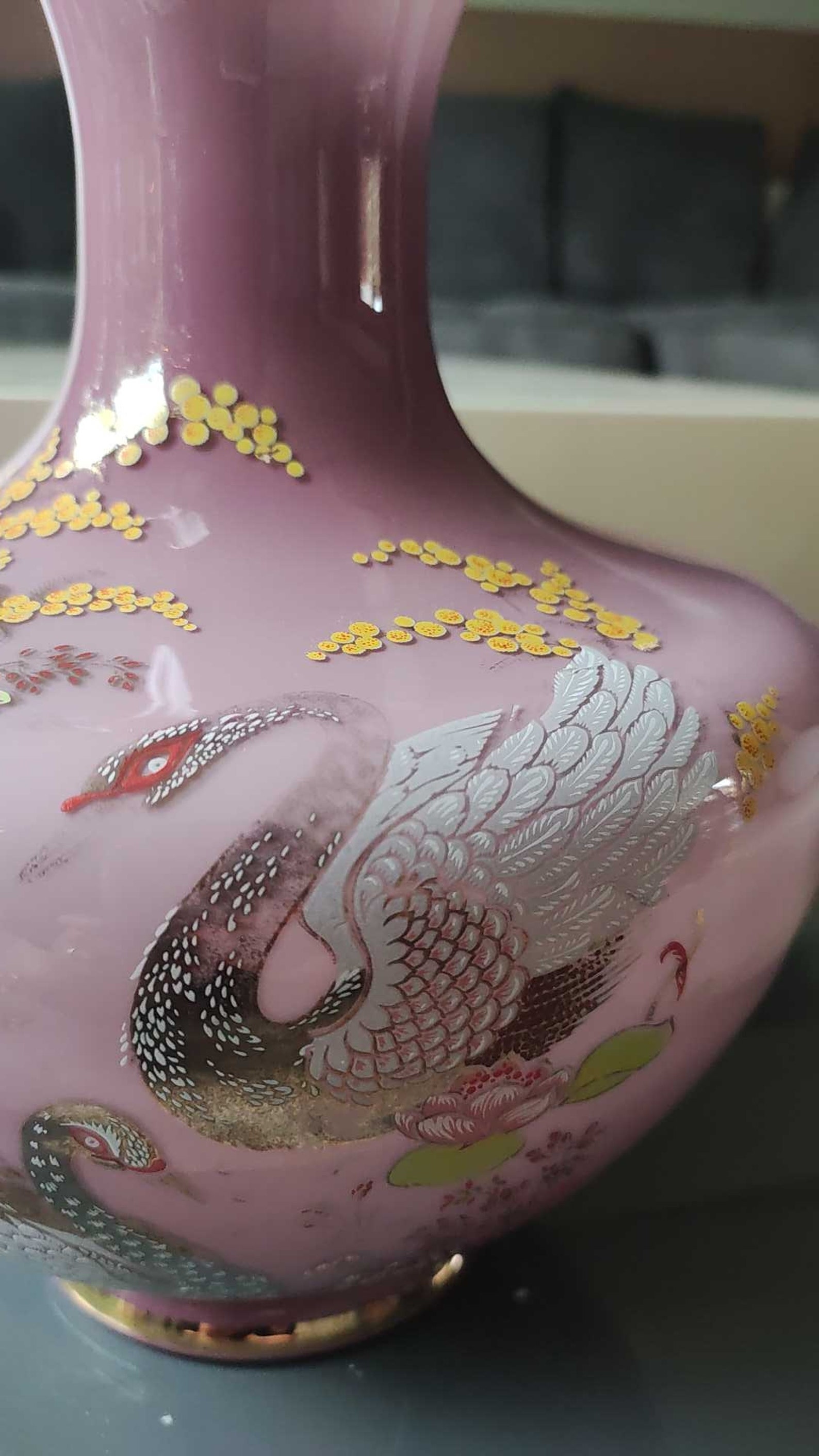 Vintage Asian Style Vase, Corolla/dented Neck, in Blown Art Glass ...