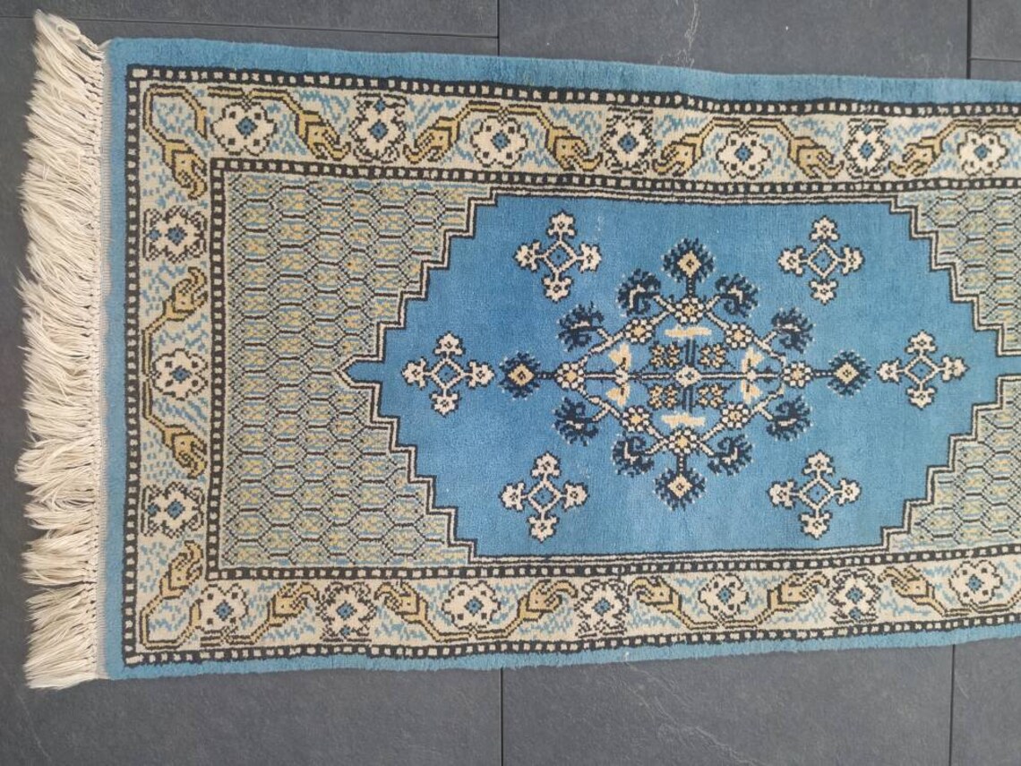 Tapis de couloir oriental à franges. Cousu main. En laine. Tb | Etsy