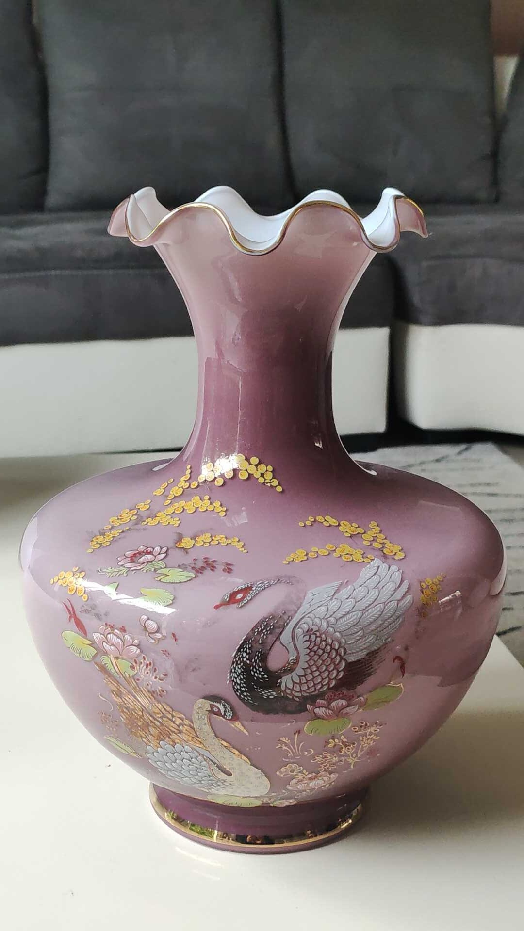 Vintage Asian Style Vase, Corolla/dented Neck, in Blown Art Glass ...