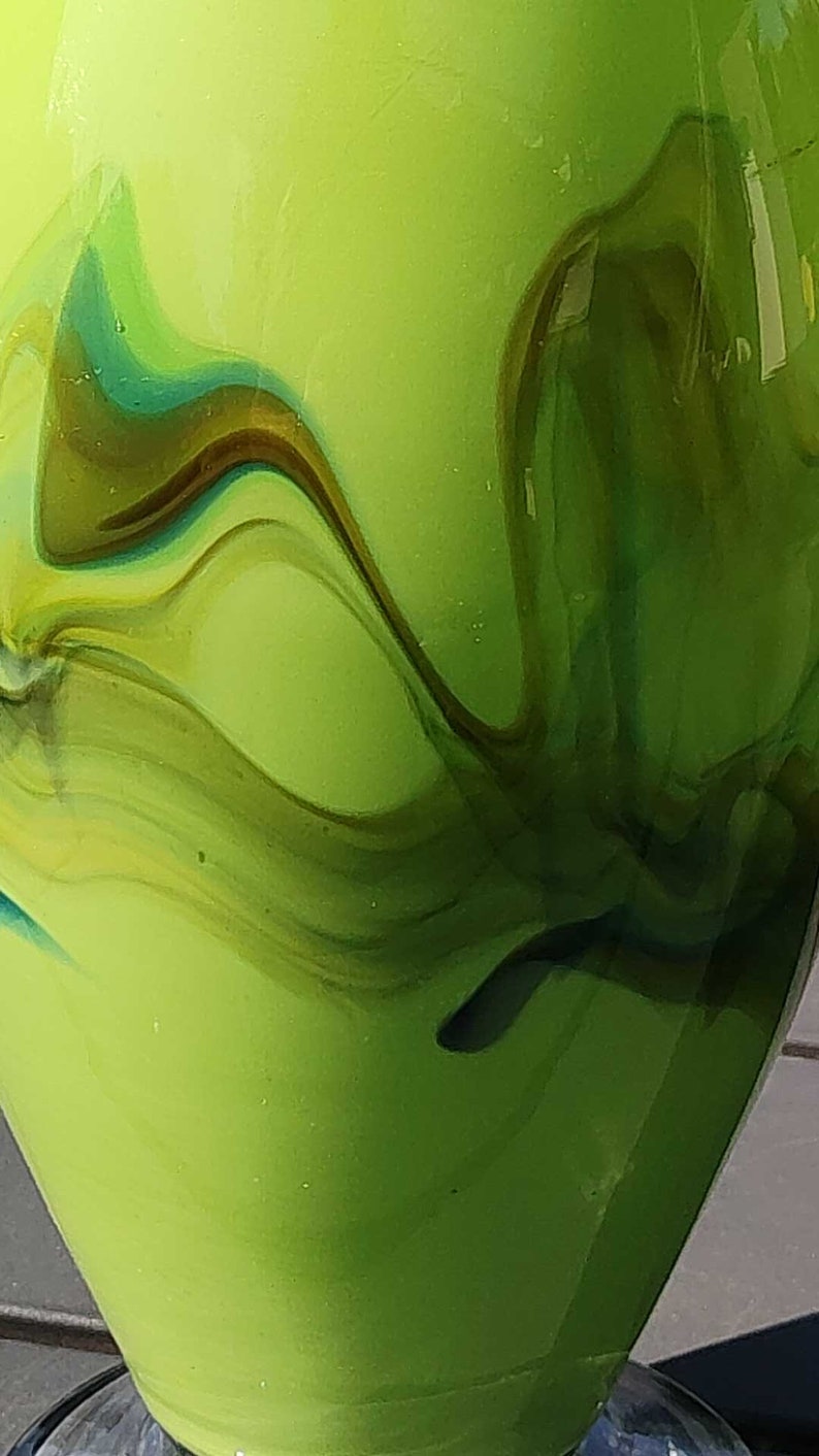 Opaline Vase/blown Art Glass. Dalian Glass Co/snowflakes. Smoke Swirl ...