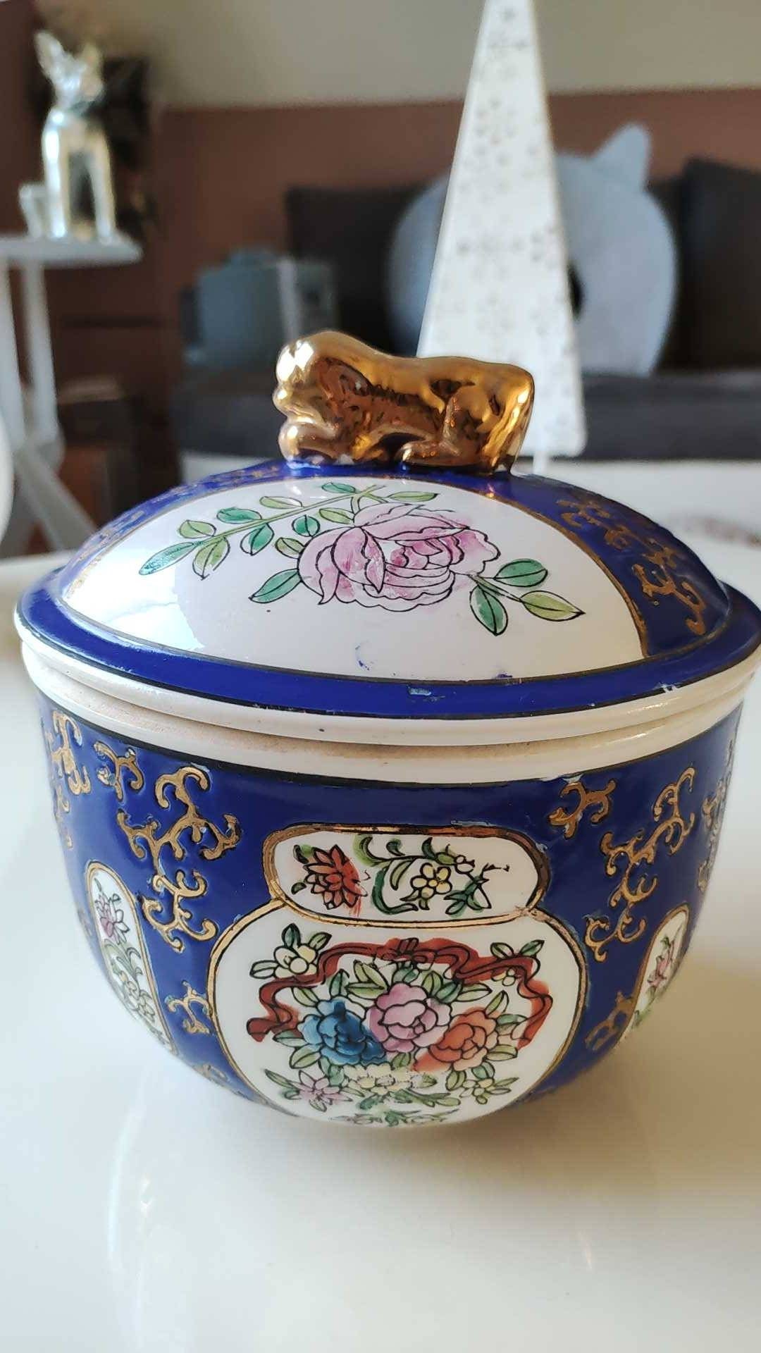 Old Chinese/asian Ceramic Candy Box, Antique. Decorated With Hand ...
