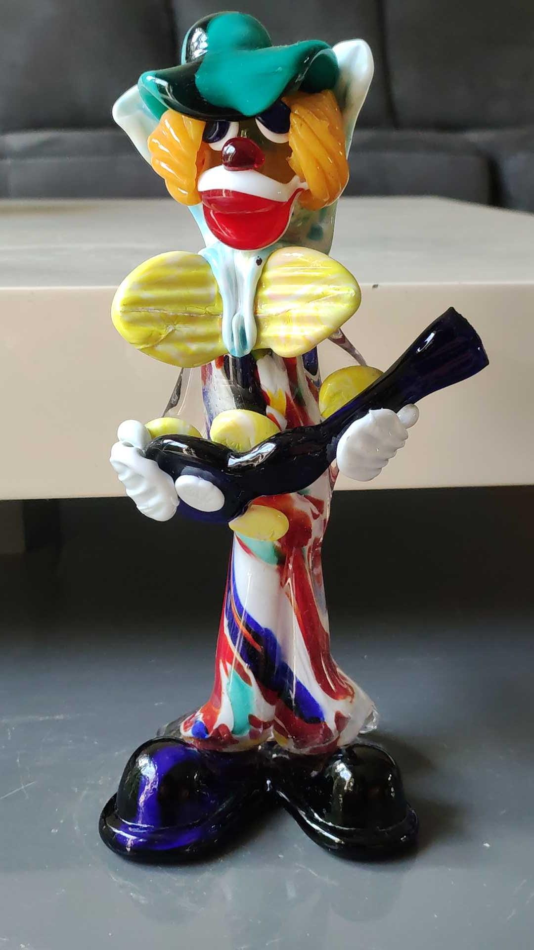 Clown Musician Figurine in Blown Art Glass/murano Italy - in Beautiful ...