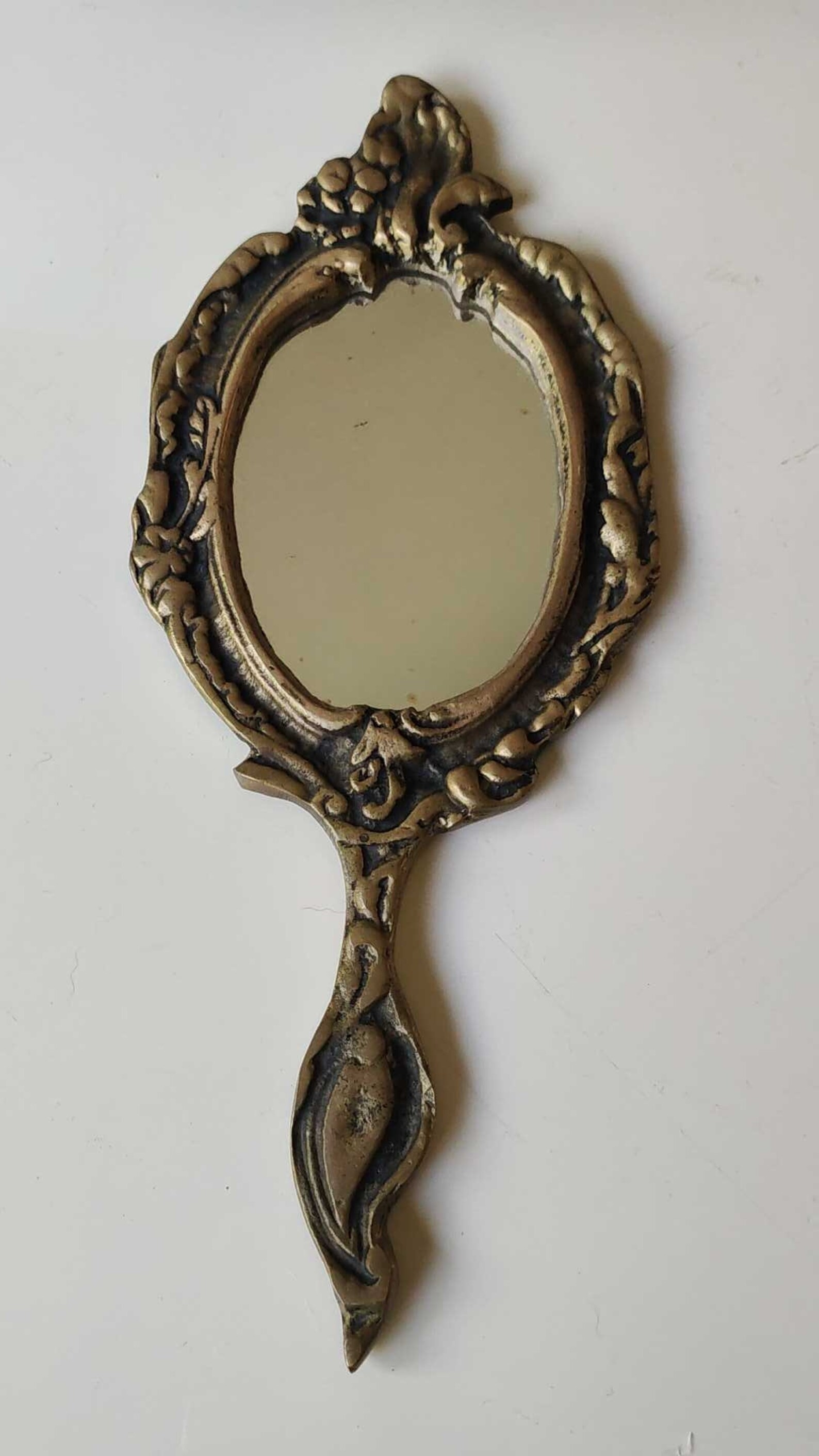 Rocaille/baroque Style Oval Hand Mirror. Rinceaux Patterns. in Bronze ...