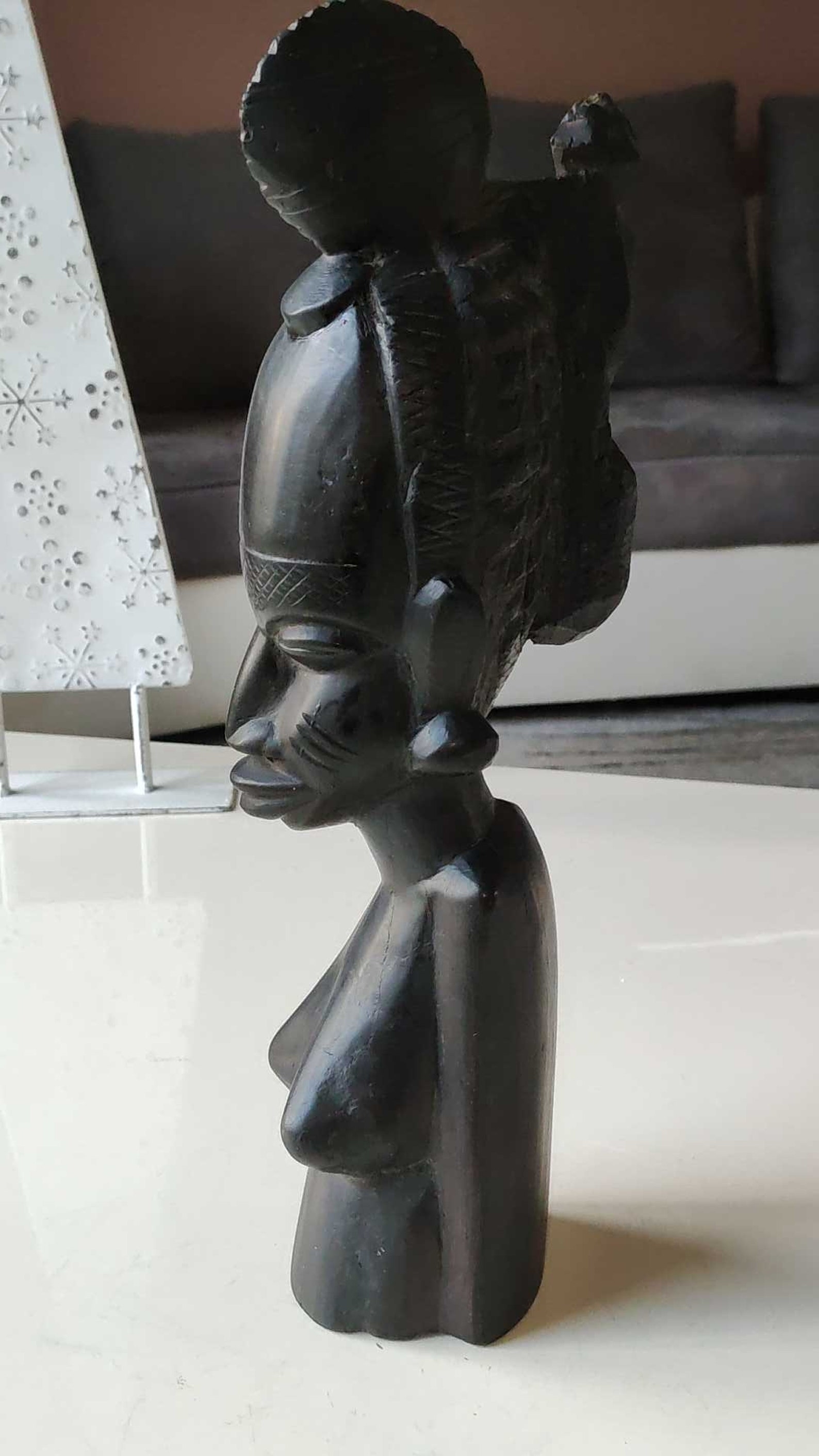 Old Statuette/bust of a Peul/peule Woman From Ivory Coast, in Ebony ...