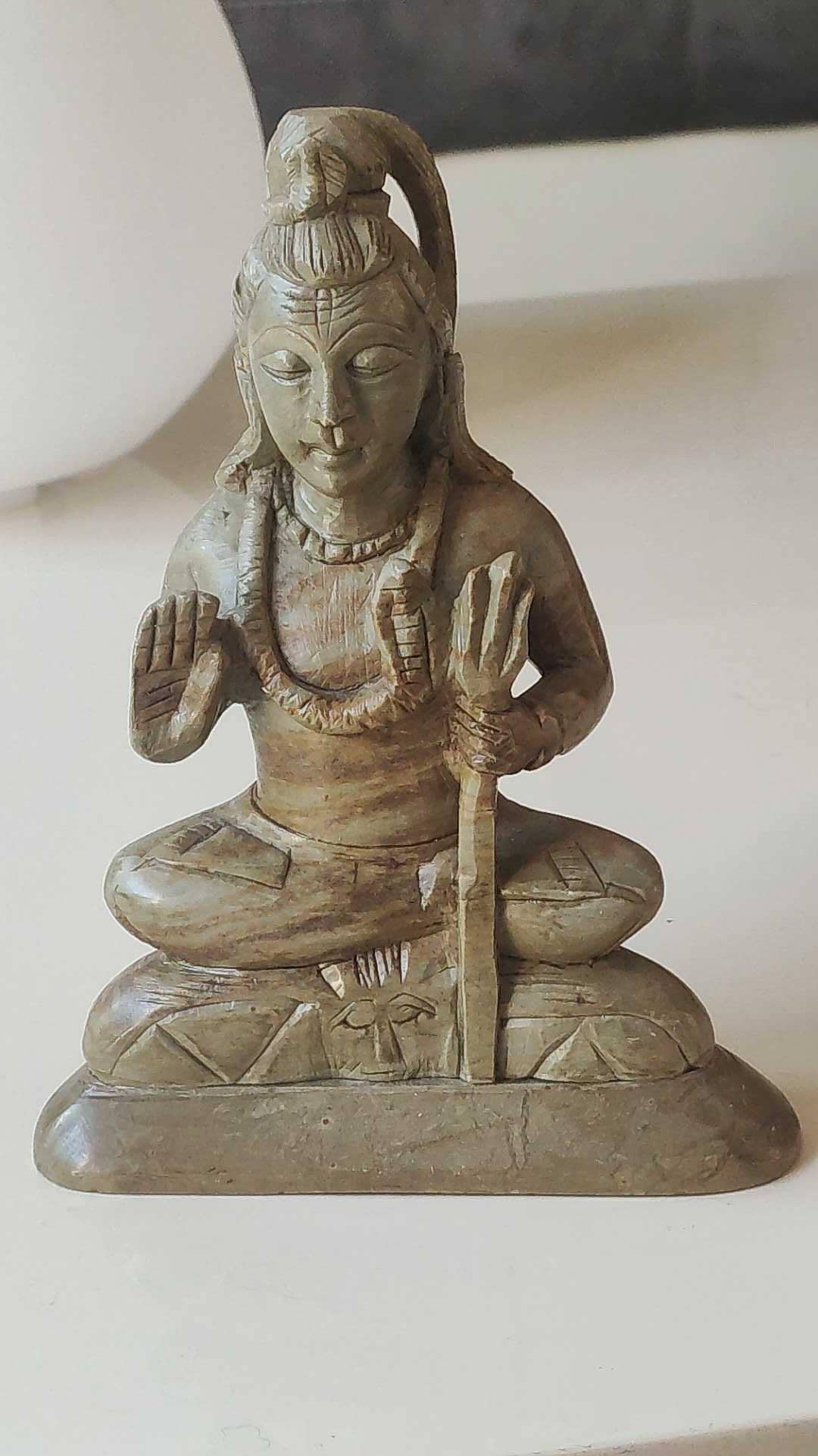 Rare Model *hindu Sculpture of Shiva in Soapstone, a Trident in One ...