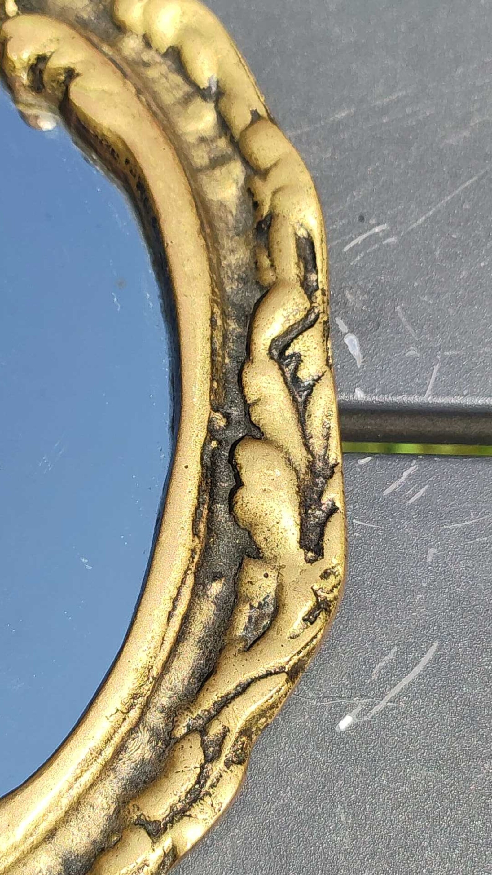 Rocaille/baroque Style Oval Hand Mirror. Rinceaux Patterns. in Bronze ...