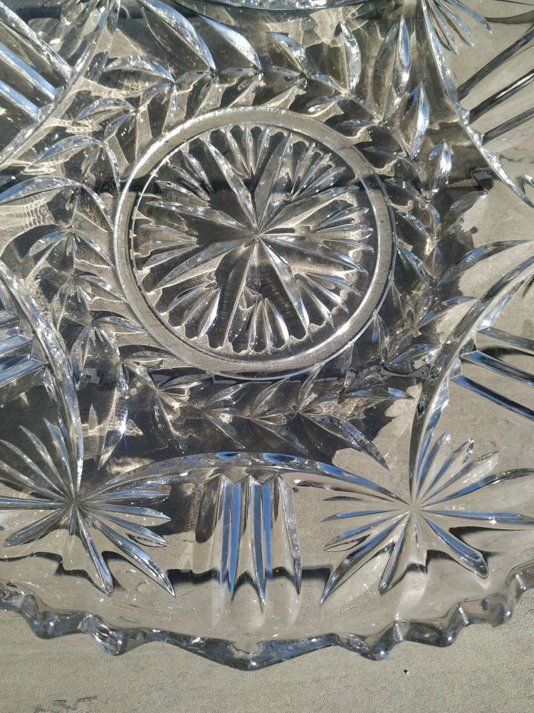 Vintage. Large Molded Crystal Tray. Diameter 31 Cm. Like New - Etsy