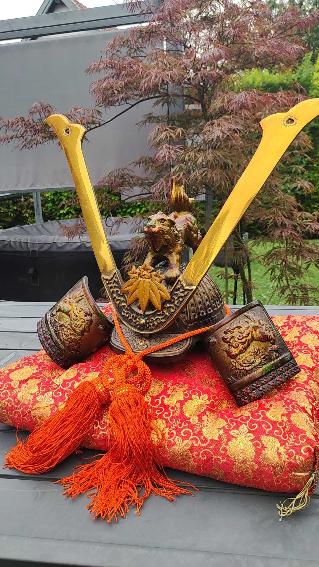 Japanese Samurai/kabuto Decorative Metal Helmet. Foo/fu Dog in Pediment ...