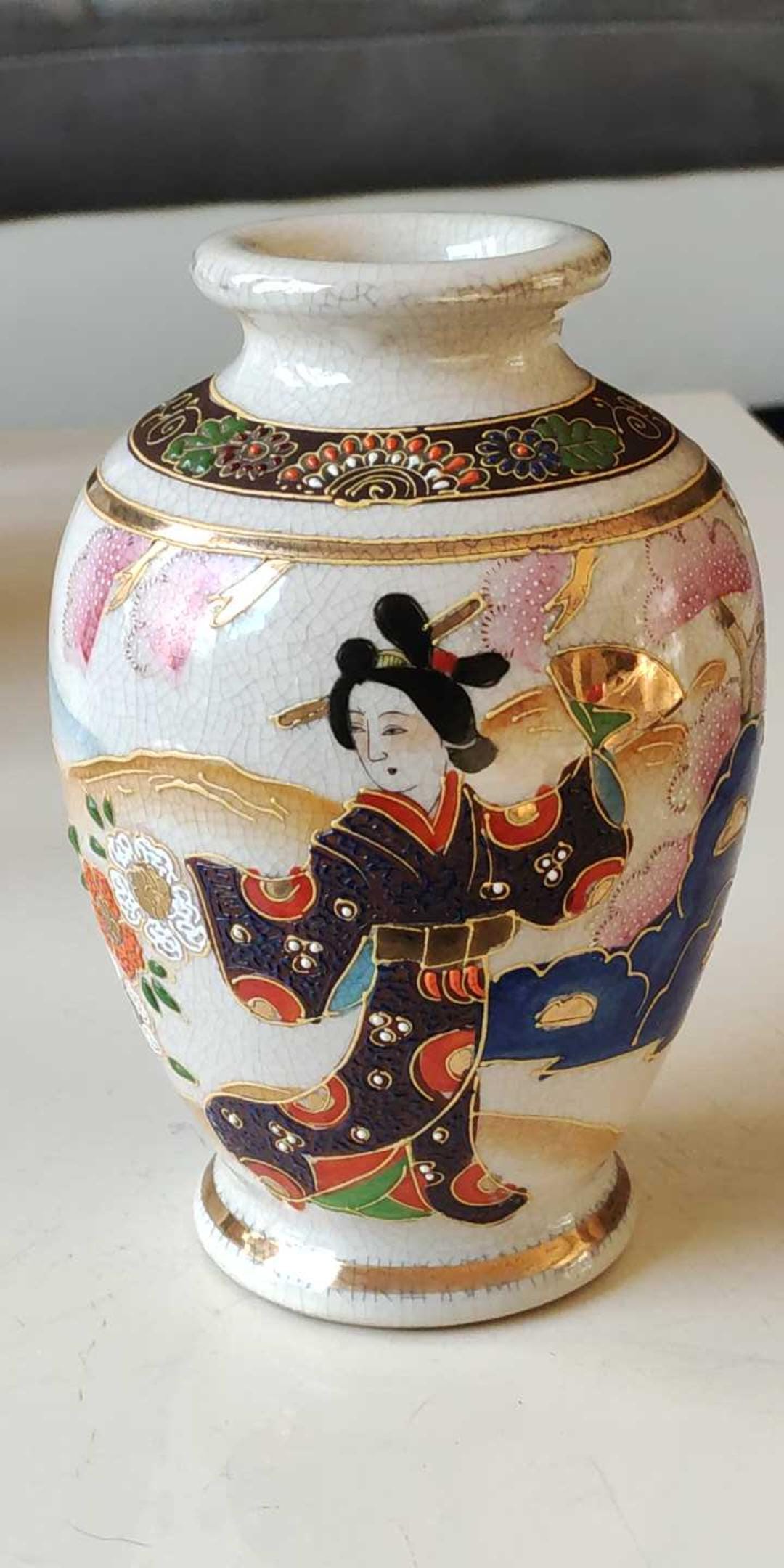 Japanese Satsuma/nippon Tokusei Vase With Crackled Effect, in Hand ...