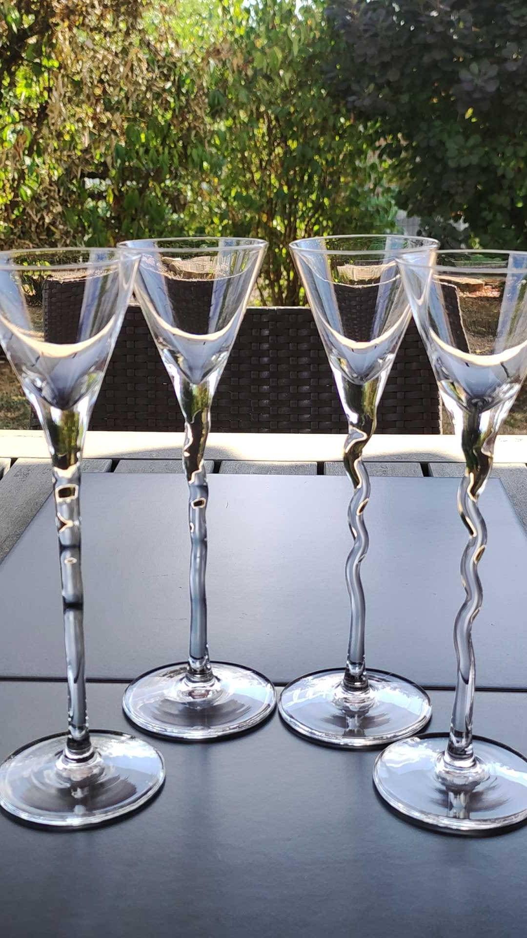Set of 4 Large Vintage Blown Glass Digestive/liqueur Flutes. With an ...
