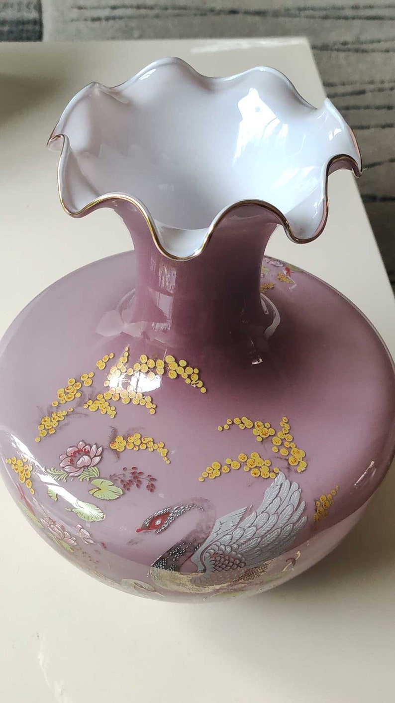 Vintage Asian Style Vase, Corolla/dented Neck, in Blown Art Glass ...