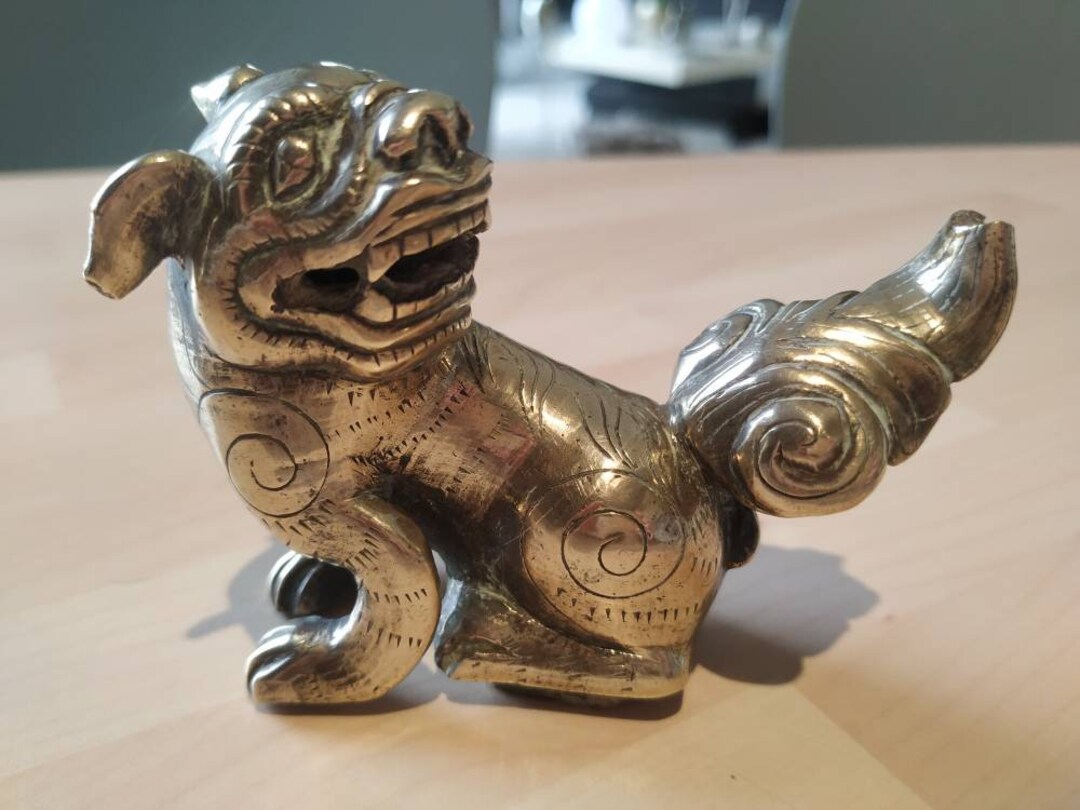Chinese Foo/fu/lion Dog Sculpture. in Gilded Patinated Bronze, Finely ...