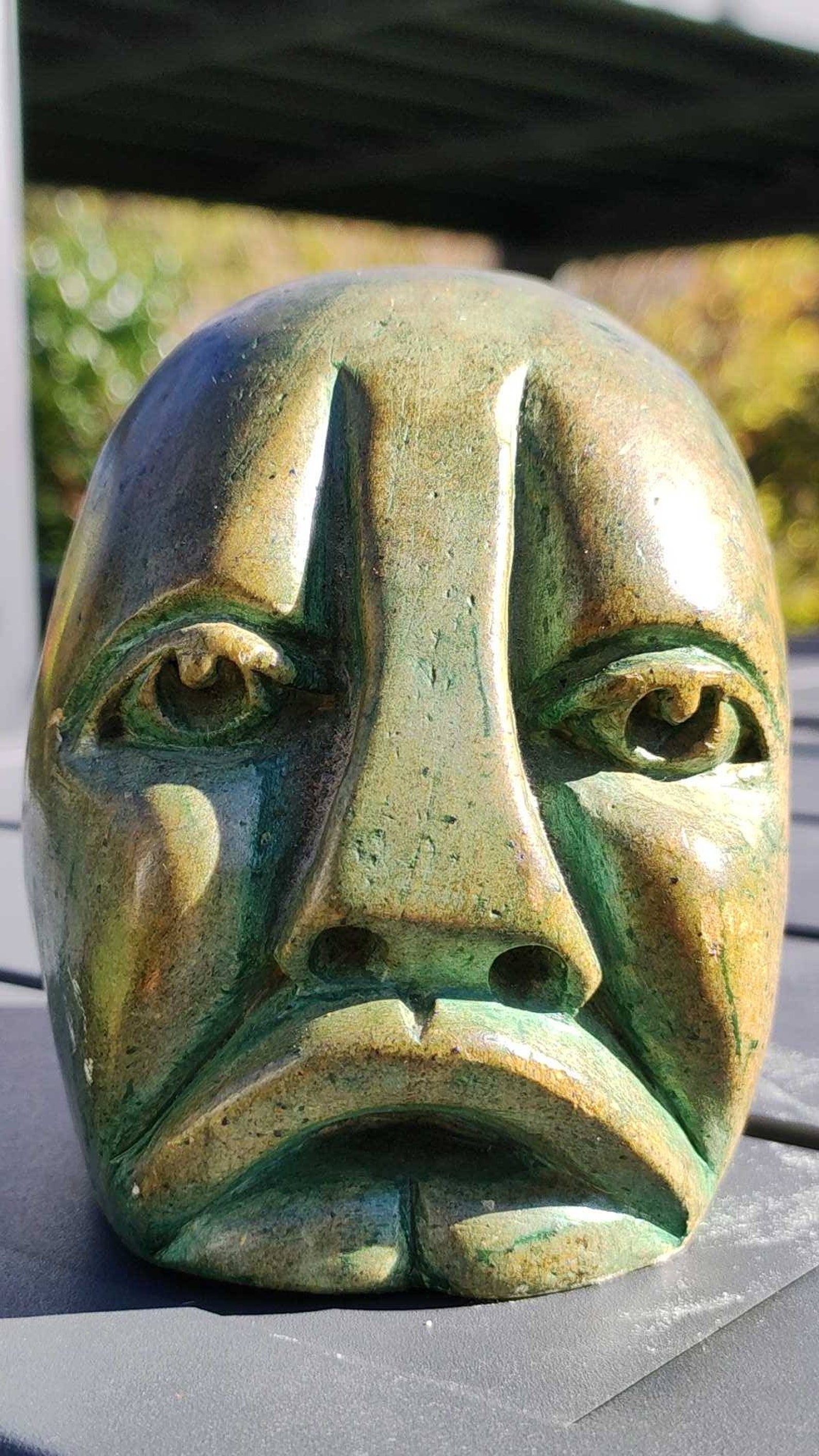 Mexican Artisanal Art. Mexican Head Sculpture, Aztec Style Olmec, Pre ...