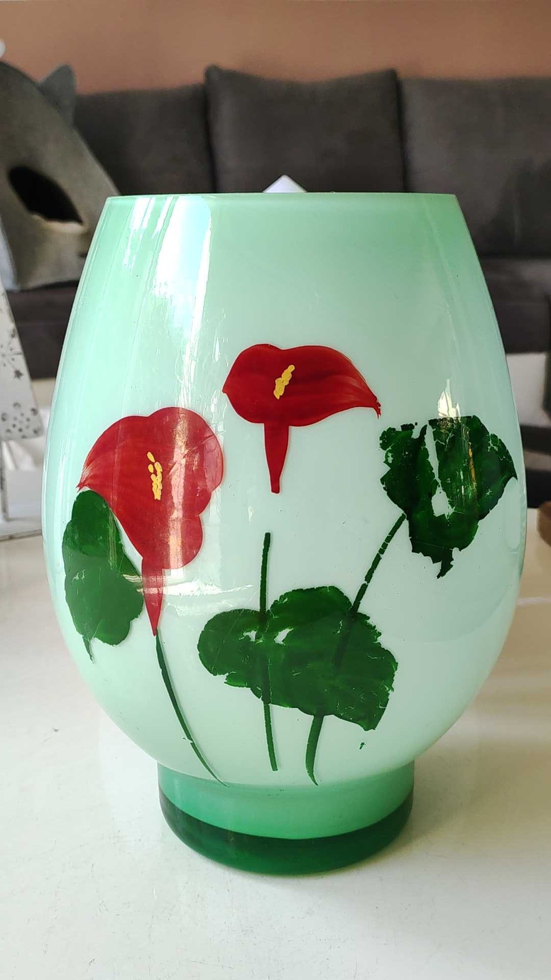 Crystal Vase, Hand-painted Arum Flower Inclusions. Vintage 70s - Etsy