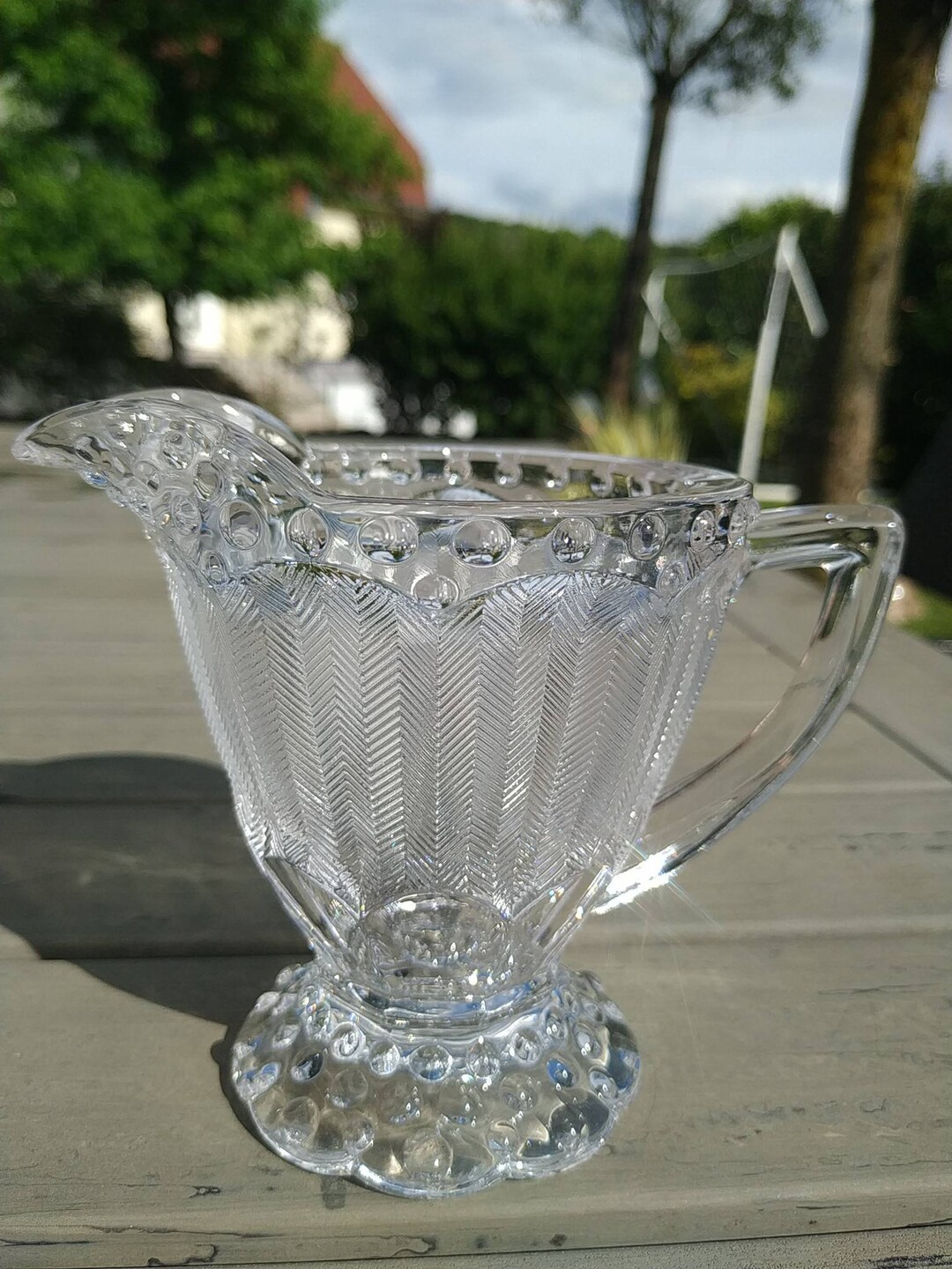 Design Crystal Creamer/milk Jug. With Bubbles & Streaks. Finely Worked ...