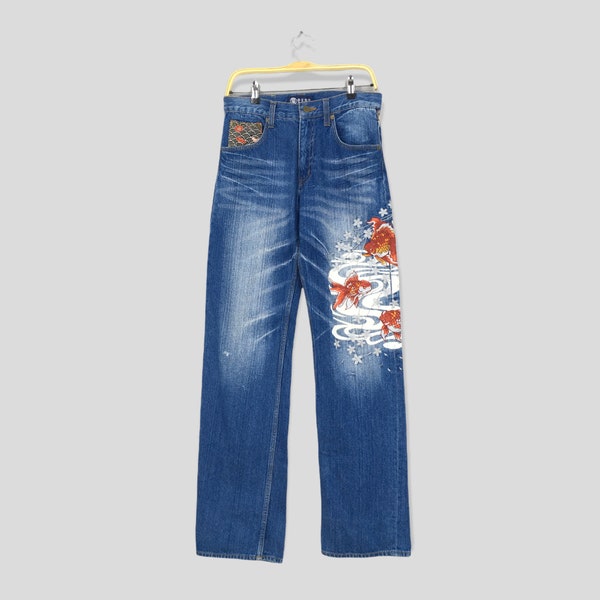 Japanese Embroidered Jeans - Etsy