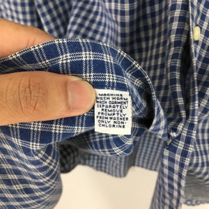 Vintage Polo Ralph Lauren Blue Checkered Flannel Large 90s Polo Pony RL ...