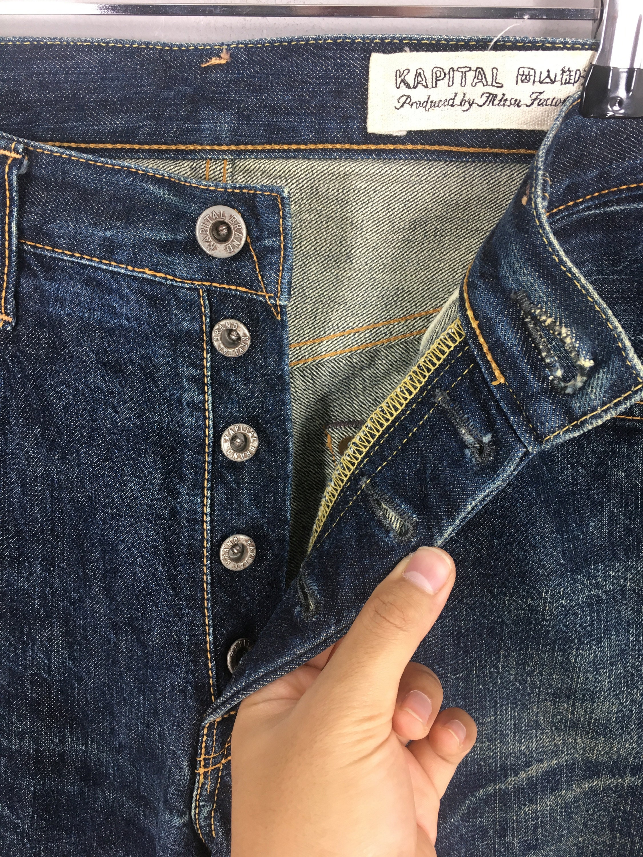 Size 32x30.5 Kapital Kountry Redline Button Fly Jeans Size 32x30.5 Kapital Kountry Redline Button Fly Jeans