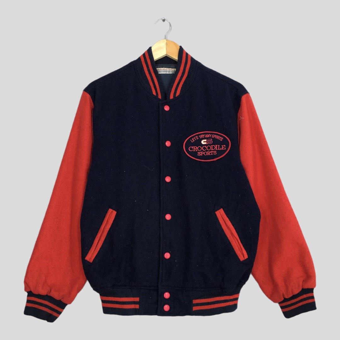 Vintage Crocodile Sports Wool Varsity Jacket Medium Blue/red 80s ...